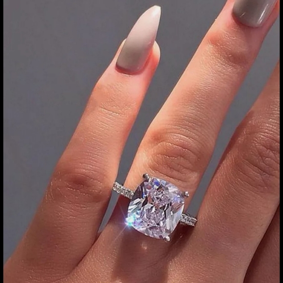 Jewelry | Square Stone 925 Silver Engagement Cocktail Ring | Poshmark